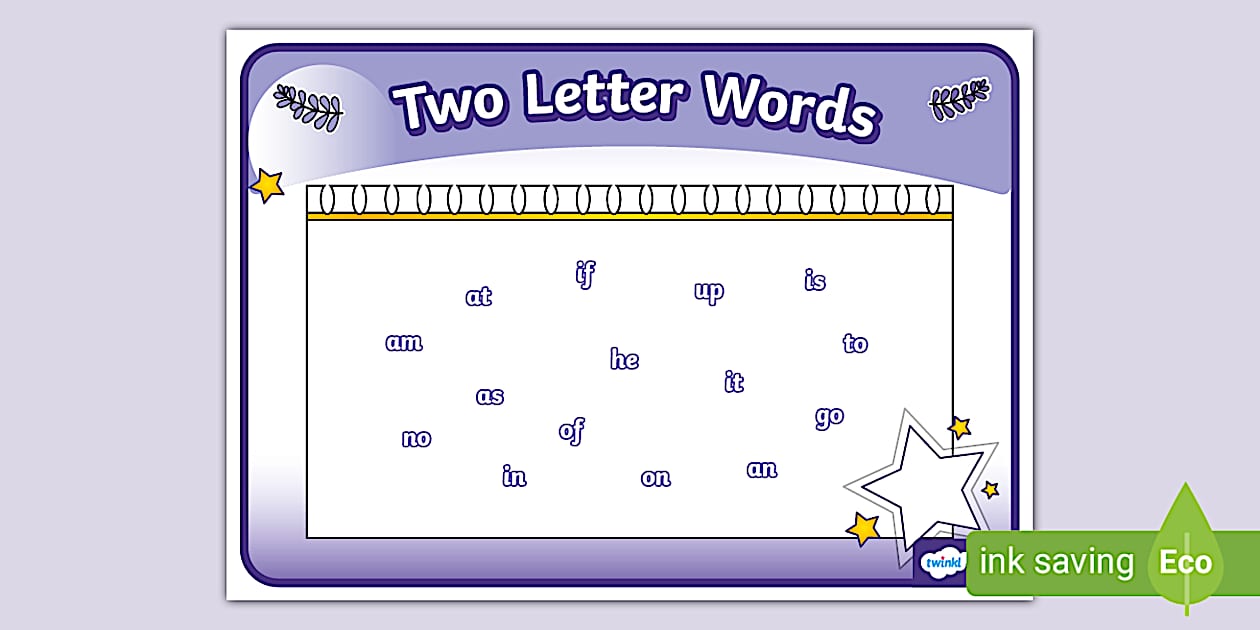 Two Letter Words Display Poster (professor feito) - Twinkl