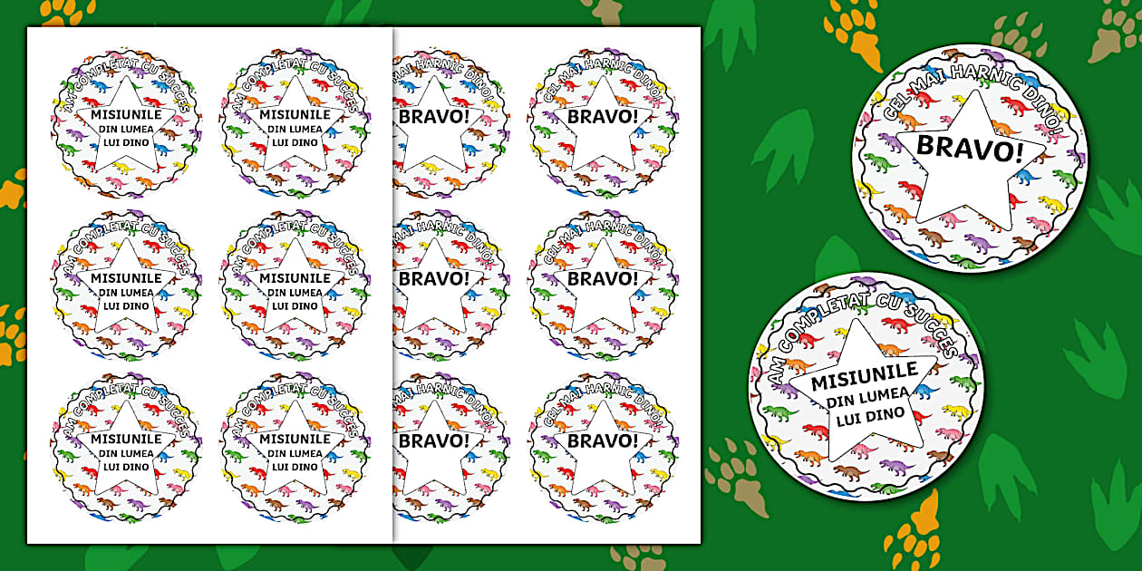 Cel mai harnic Dino – Medalii (teacher made) - Twinkl