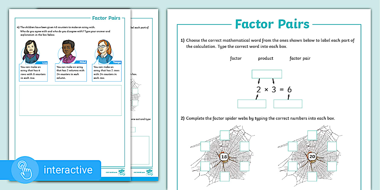 👉 Interactive PDF Y4 WRM Spring 1: Factor Pairs - Twinkl