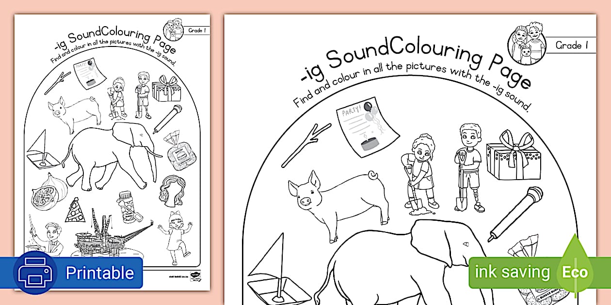 Grade 1 -ig Colouring Page