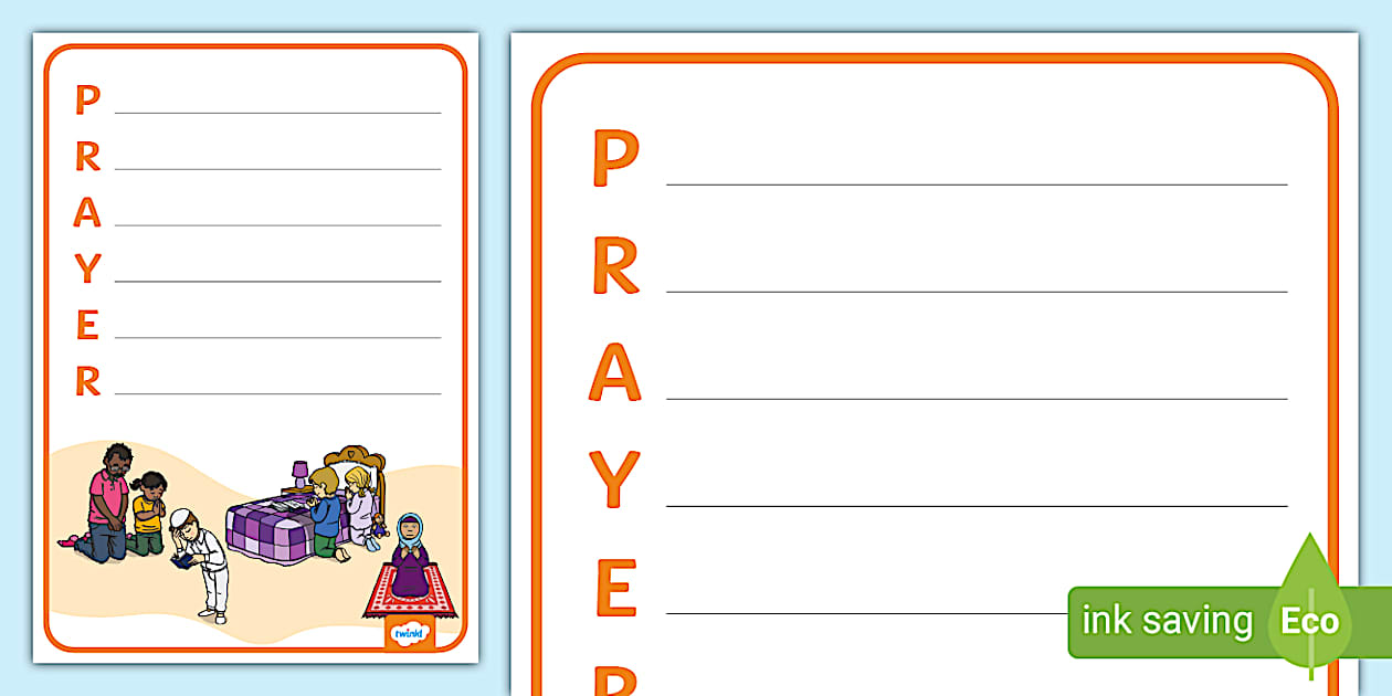 Prayer Acrostic Poem Template (Teacher-Made) - Twinkl