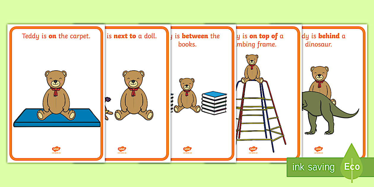 Teddy Bear Positional Language Display Posters - Twinkl