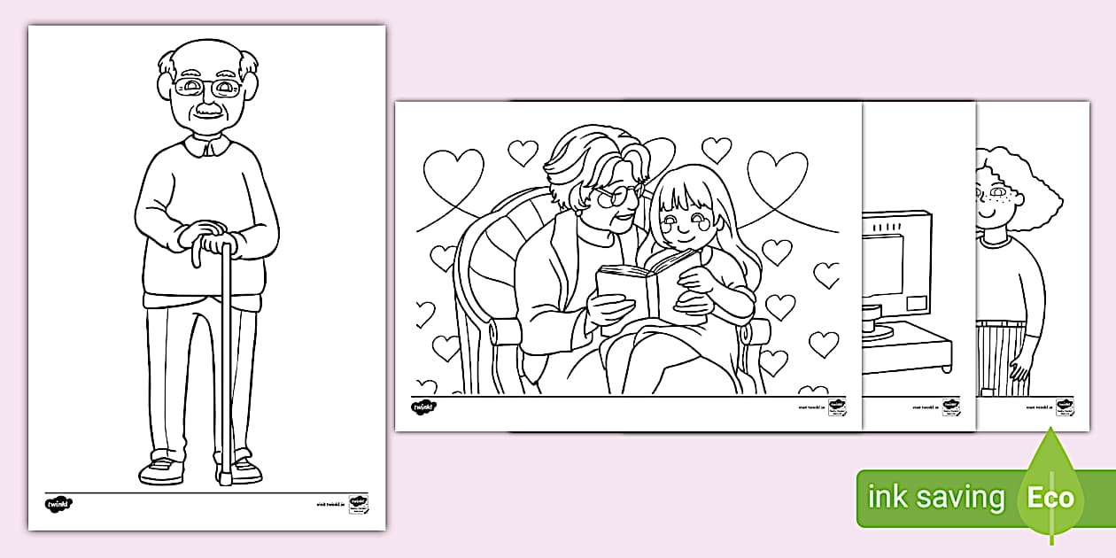 Grandparents Day Colouring Pages (teacher made) - Twinkl