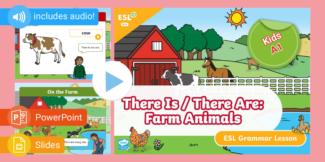 ESL There Is / There Are: Farm Animals Lesson [Kids, A1]