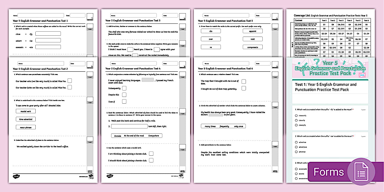 Year 5 English Test Pack - Primary Resources PDF - Twinkl