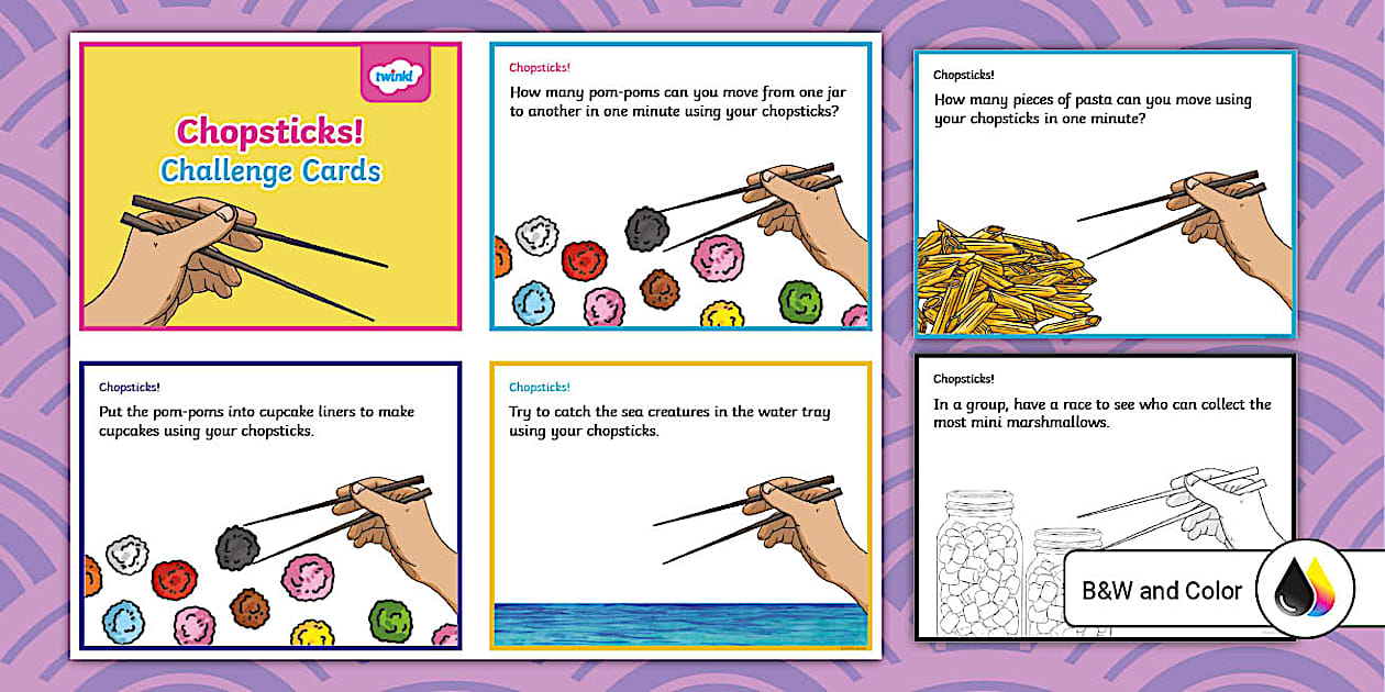 Chopsticks! Fine Motor Skills Challenge Cards (Teacher-Made)