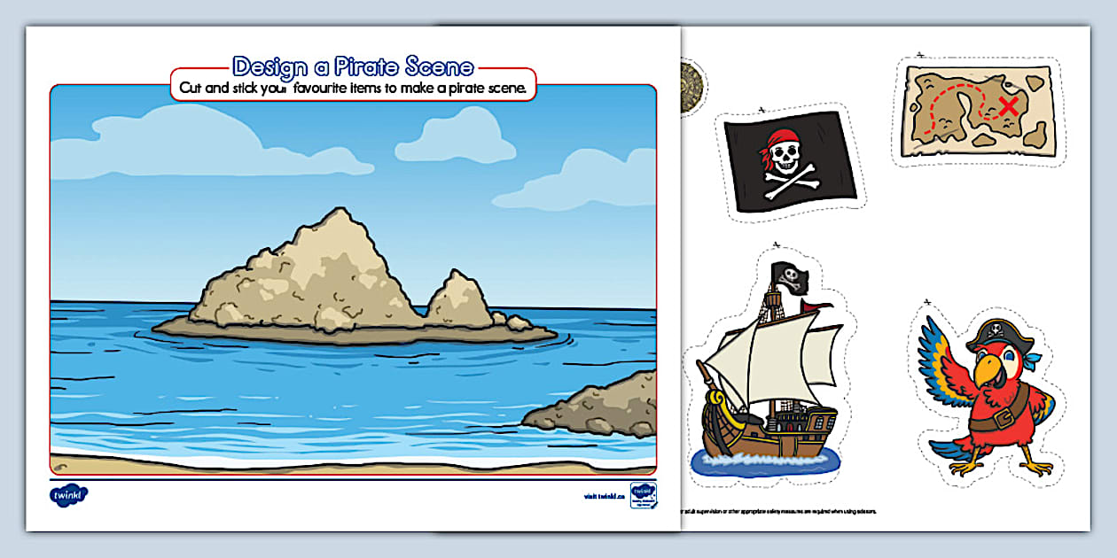 Design a Pirate Scene Cutting Skills Activity (teacher made)