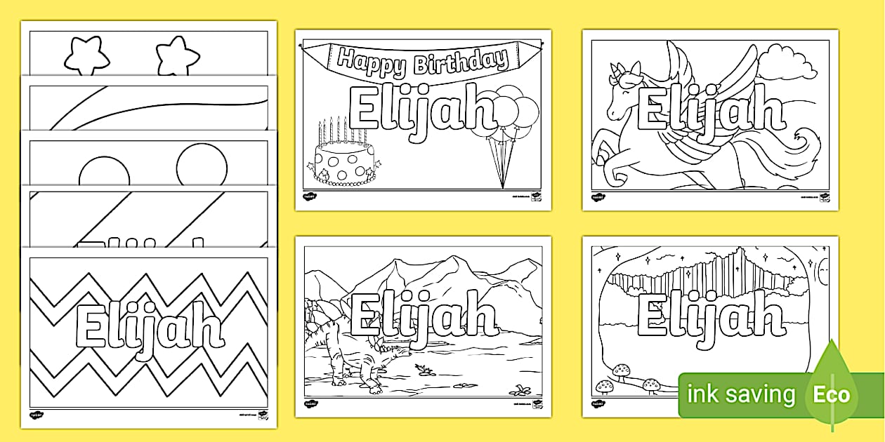Elijah Name Simple Colouring Activity Sheet | Twinkl
