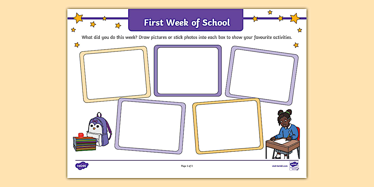 First Week of School Worksheet / Worksheet (teacher made)
