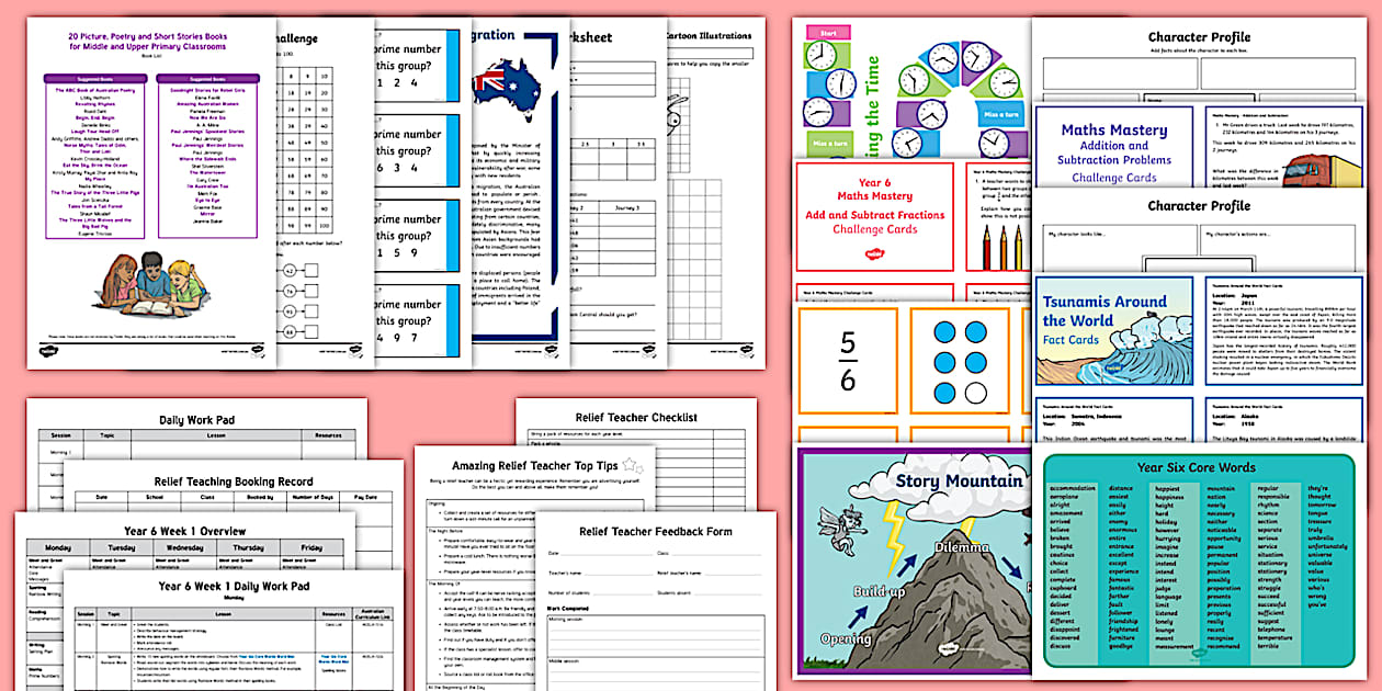 Year 6 Week 1 Relief Teacher Resource Pack (teacher made)