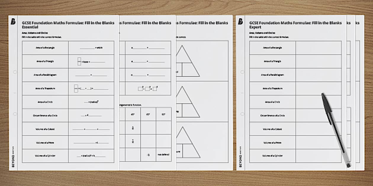 👉 GCSE Maths Formulae Worksheets | KS4 Maths | Beyond 👉 GCSE Maths Formulae Worksheets | KS4 Maths | Beyond