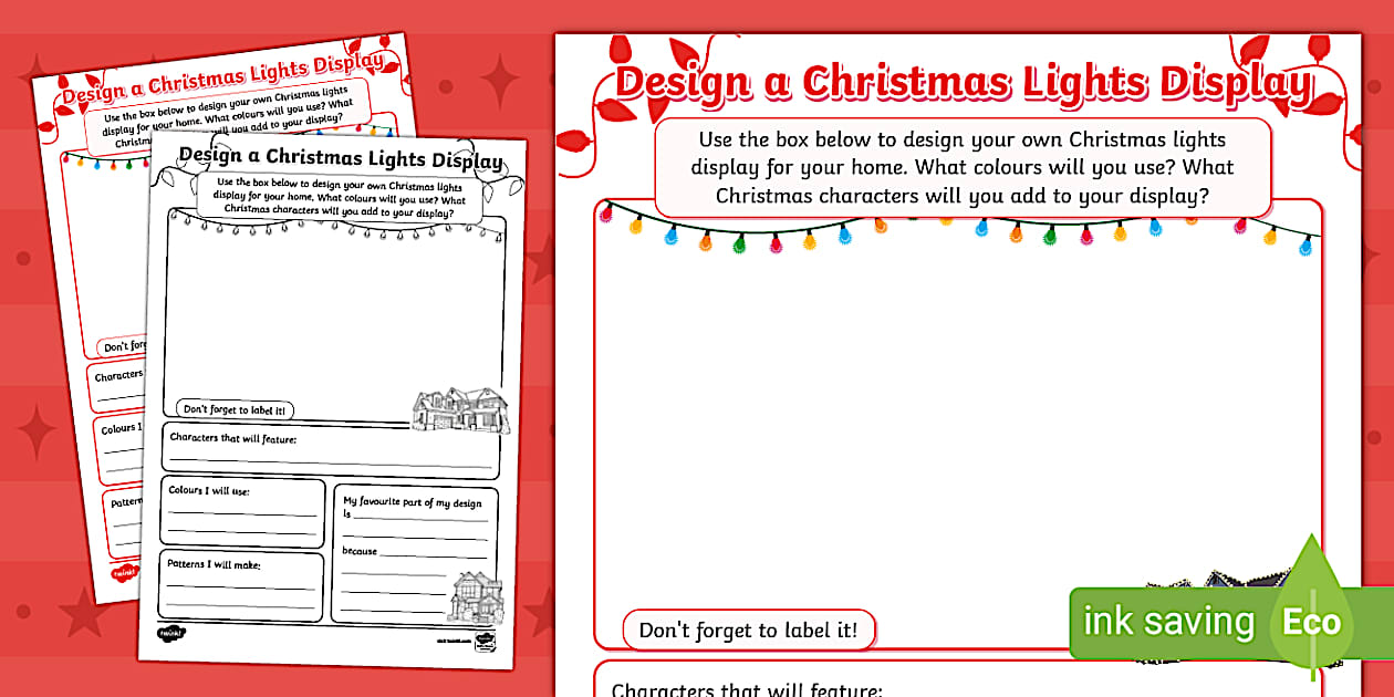 Design a Christmas Lights Display Worksheet (teacher made)