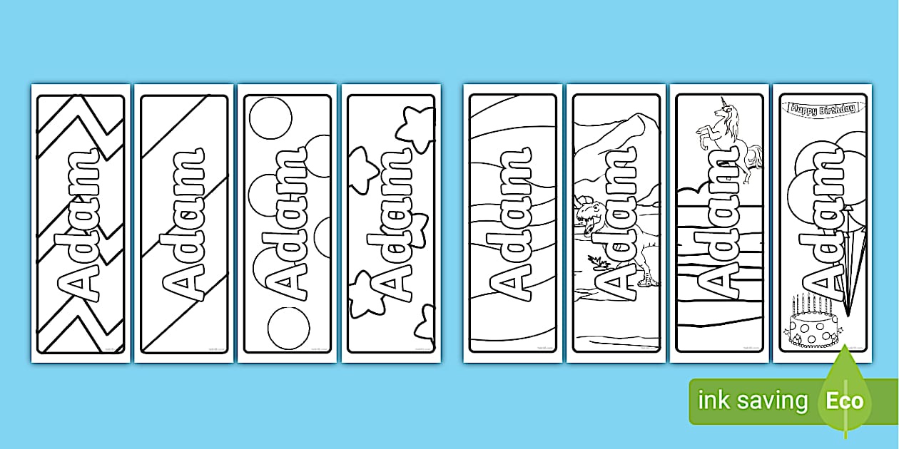 Adam Name Simple Colouring Bookmarks (Teacher-Made) - Twinkl