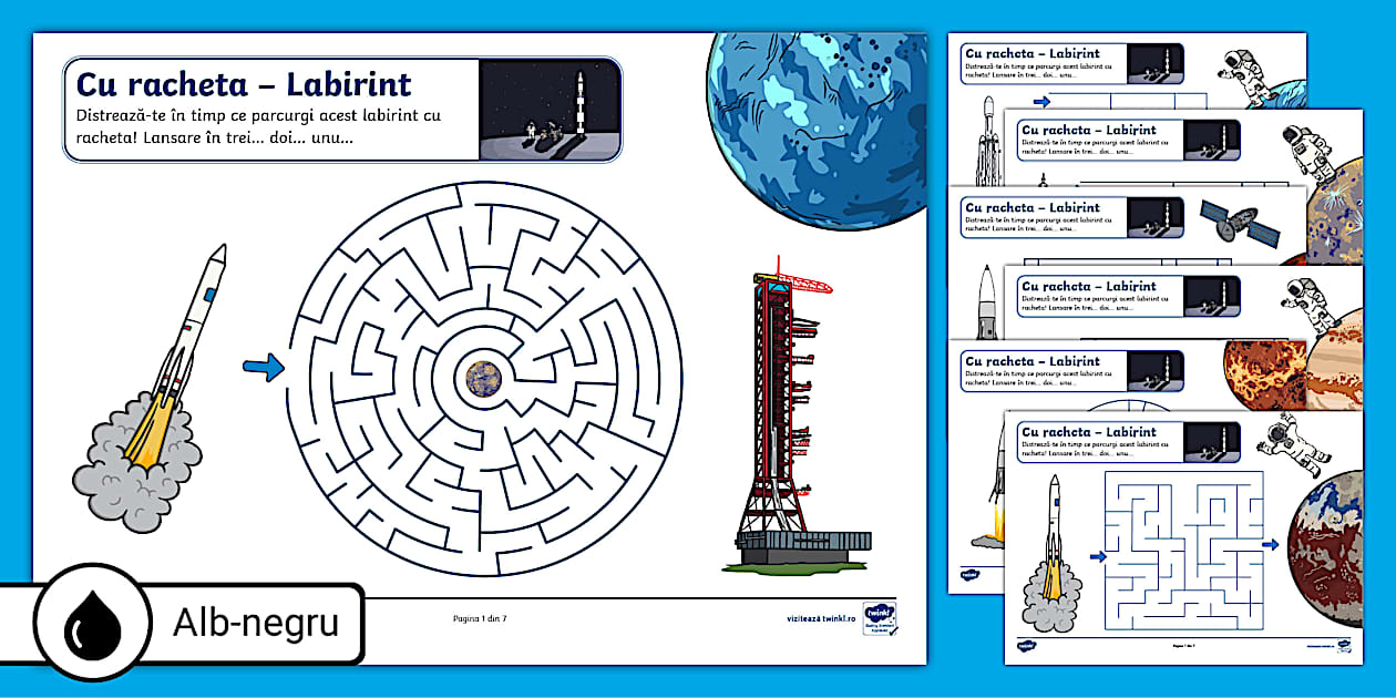Cu racheta – Labirint (teacher made) - Twinkl