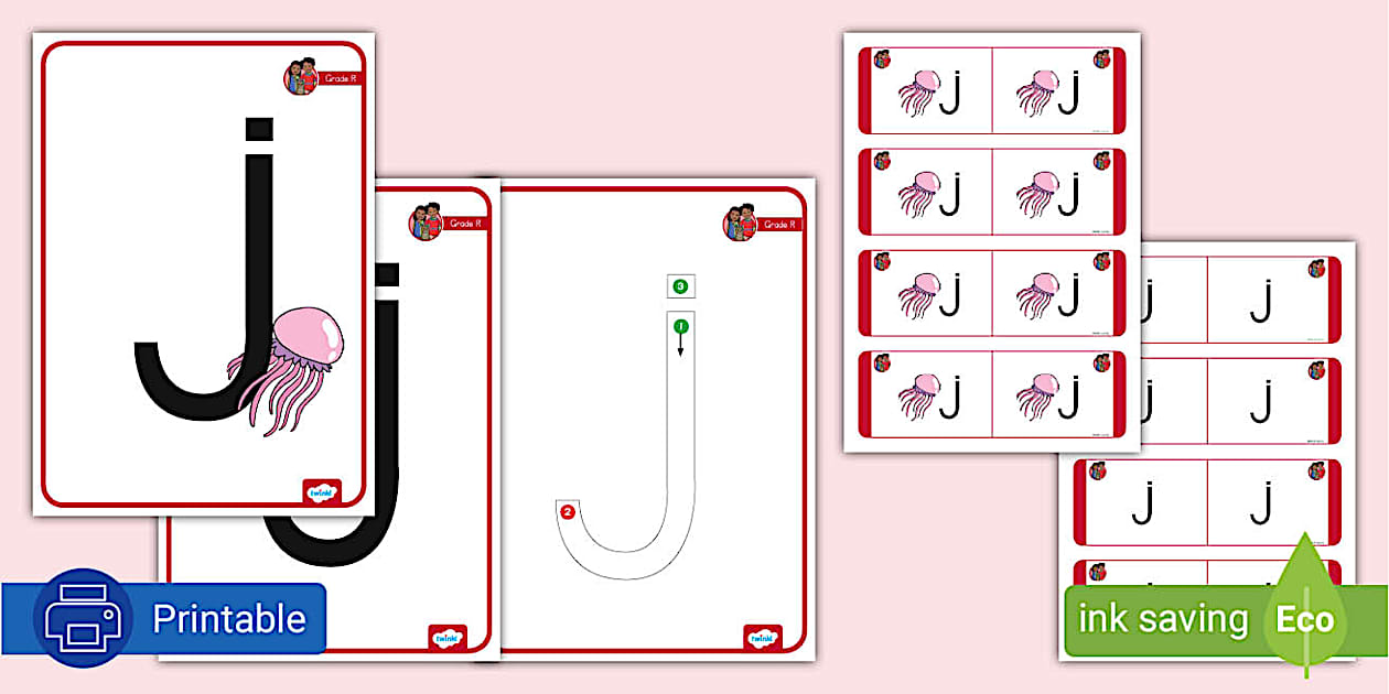 Gr. R Phonics J Poster, Flashcards and Robot Letter - Twinkl