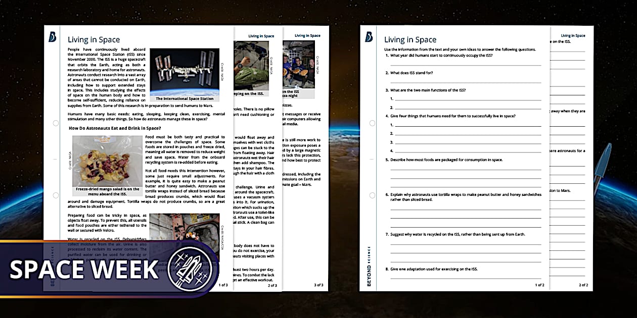 Living in Space Reading Comprehension | Beyond Science