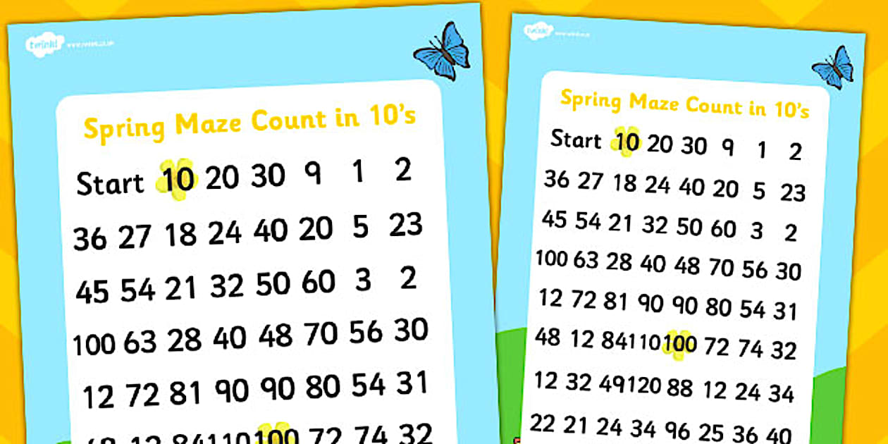 Spring Themed Counting in 10s Maze (teacher made) - Twinkl