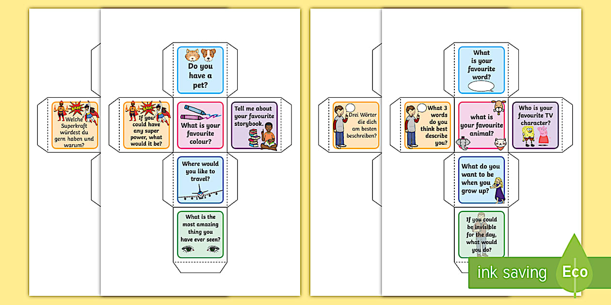 Spark a Conversation Dice Activity English/German - Spark A Conversation
