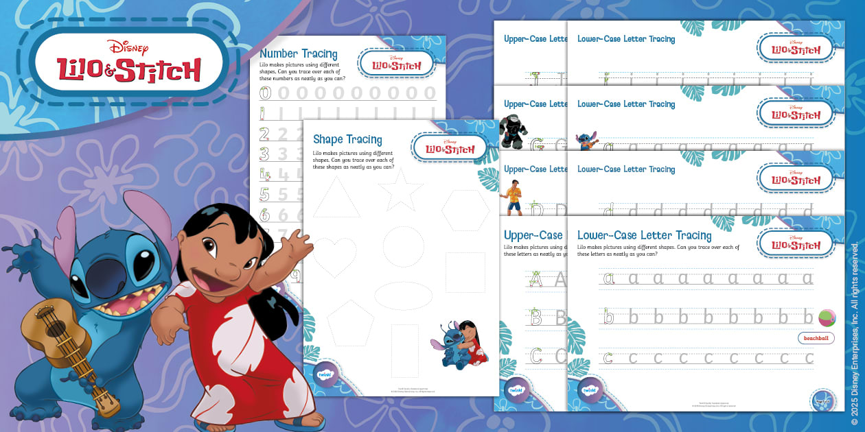 Lilo & Stitch Letters, Numbers and Shapes Tracing | Disney