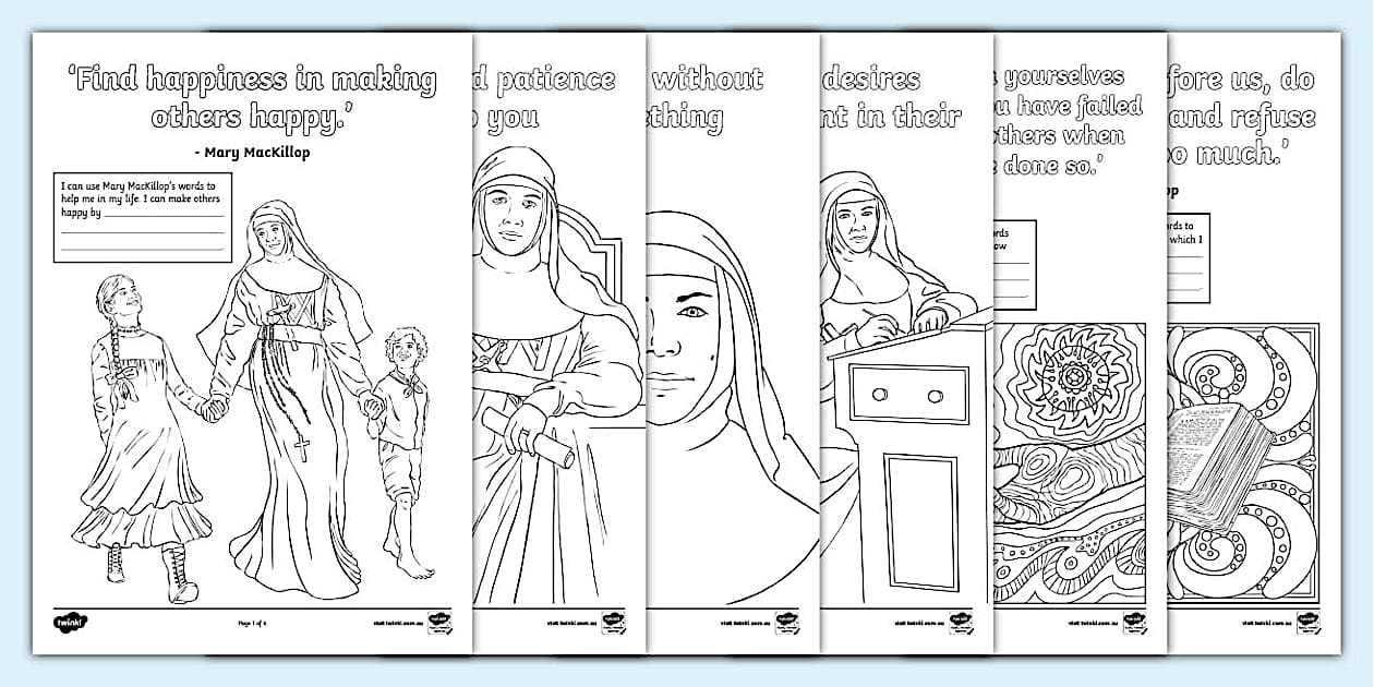 Mary MacKillop Quotes In Action Mindfulness Colouring