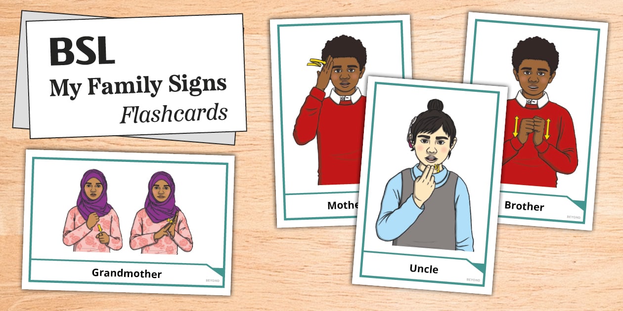 Beyond Cymru: BSL My Family Signs Flashcards