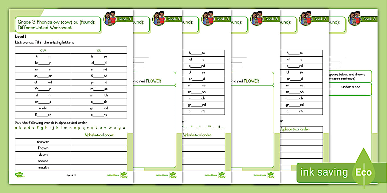 Ow Phonics Worksheets | Grade 3 Resources | Twinkl ZA