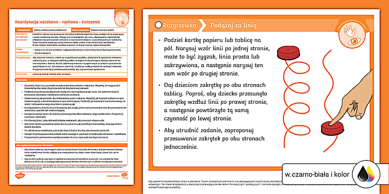 Rozwój motoryki małej: Oko-ręka: Makaronowe bransoletki | Instrukcja