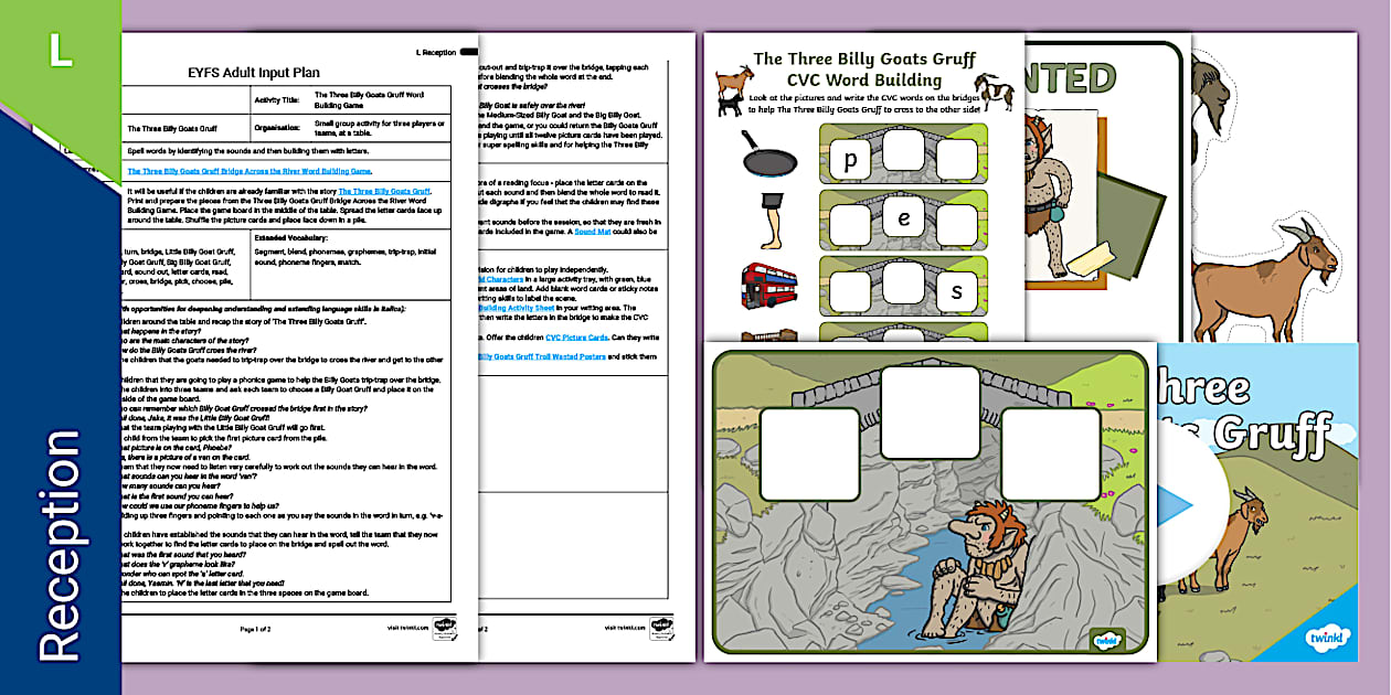 Three Billy Goats Gruff Word Building Plan & Resource Pack