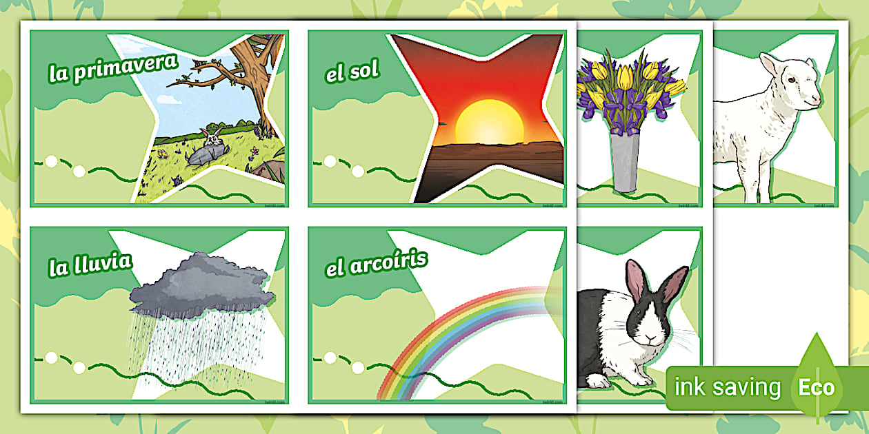 Spanish: Spring Word Cards (Hecho por educadores) - Twinkl