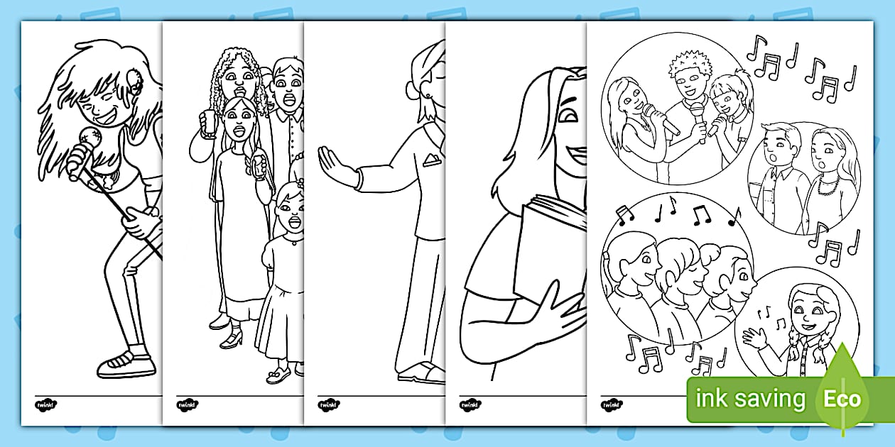 Singing Colouring Sheets (Teacher-Made) - Twinkl