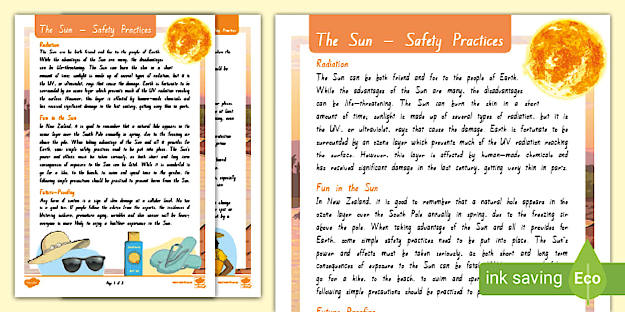 The Sun - Safety Practices (teacher made) - Twinkl