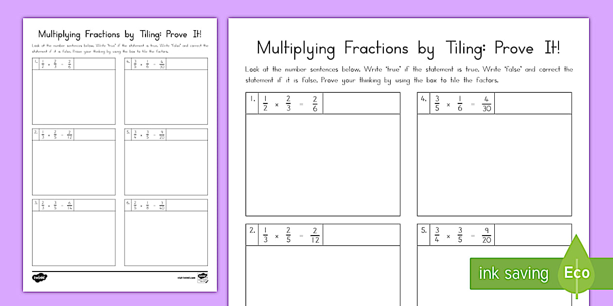 Multiplying Fractions by Tiling: Prove It! Worksheet for 3rd-5th Grade
