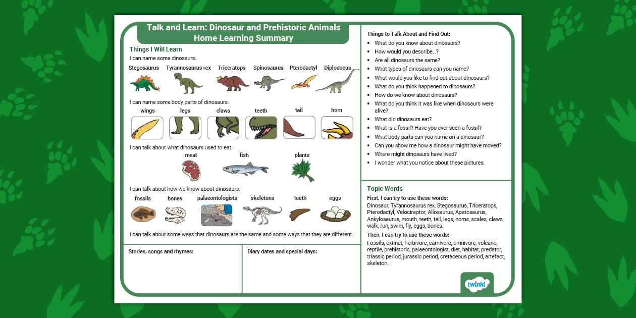 Talk and Learn: Dinosaurs/Prehistoric Animals Home Learning