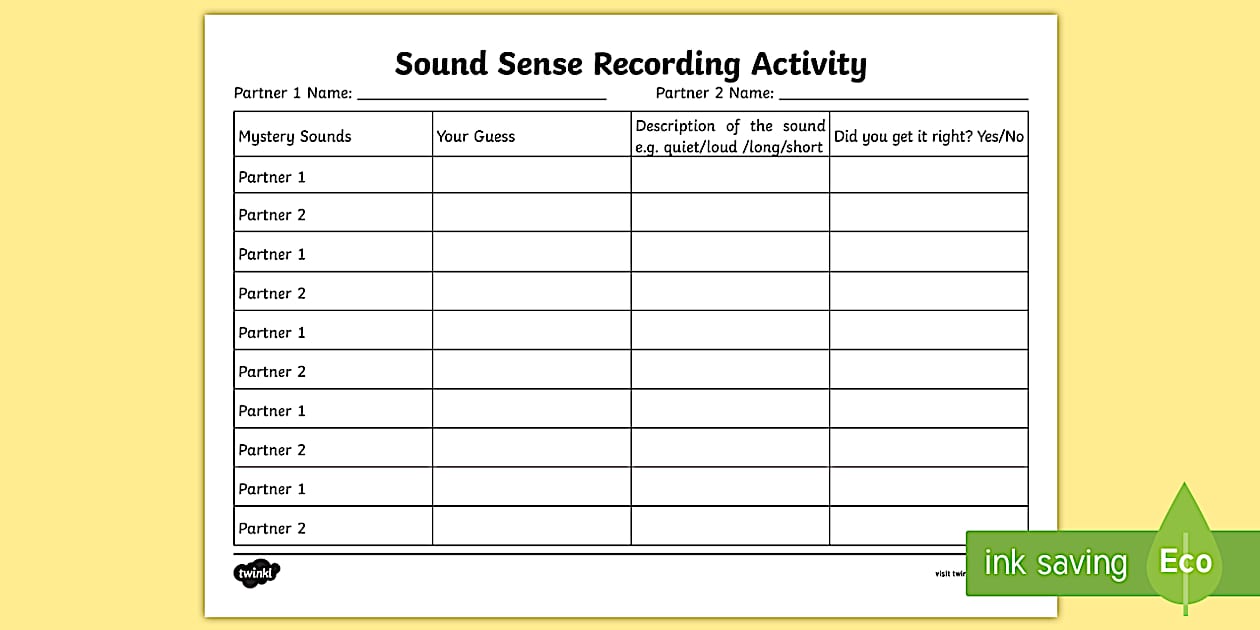 Sound Sense Recording Activity (Teacher-Made) - Twinkl