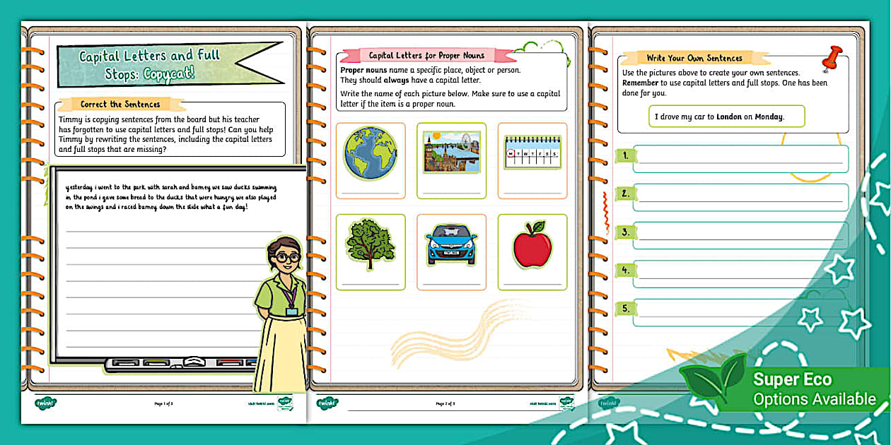Capital Letters and Full Stops Activity (Ages 5 - 6)