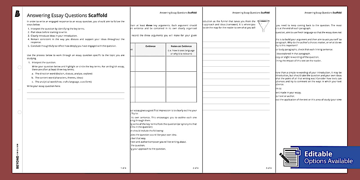 Answering Essay Questions Scaffold (teacher made) - Twinkl