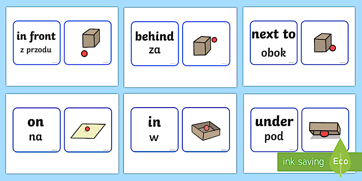Positional Language Matching Cards English/Polish - Positional Language