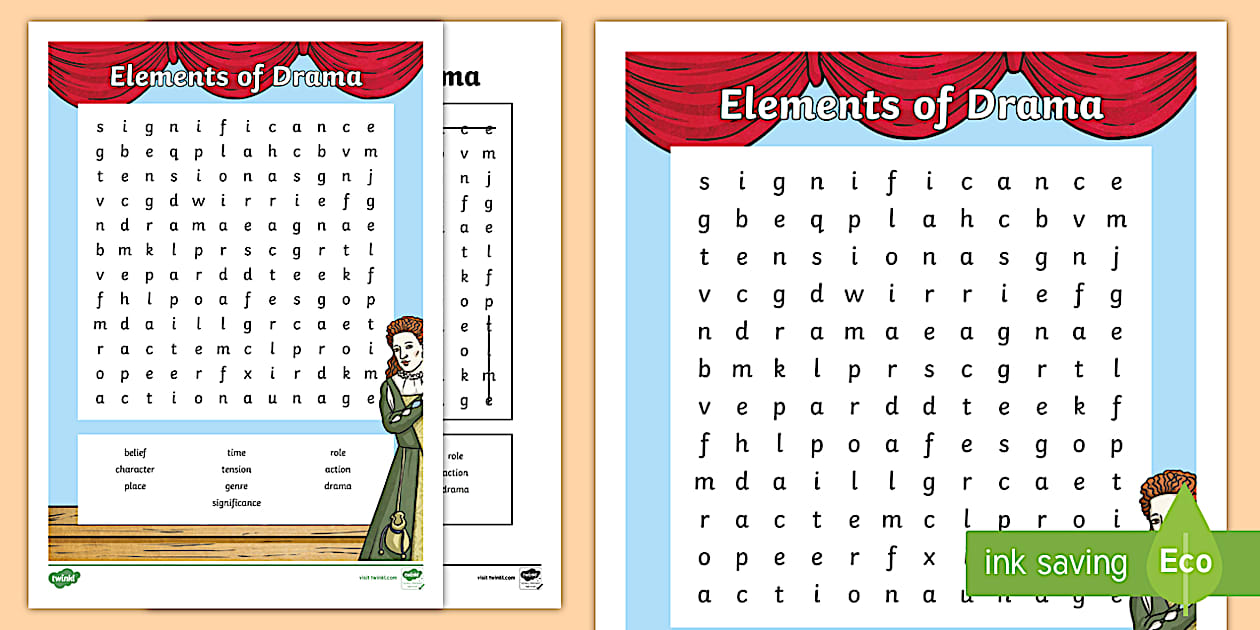 Basic Theatre Vocabulary Word Search Answers | Drama