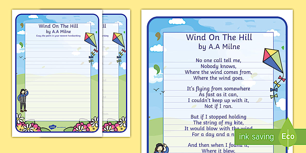 QLD Wind on the Hill Handwriting Poems - Twinkl