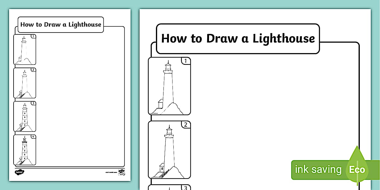 How to Draw a Lighthouse Step by Step | Twinkl | KS1