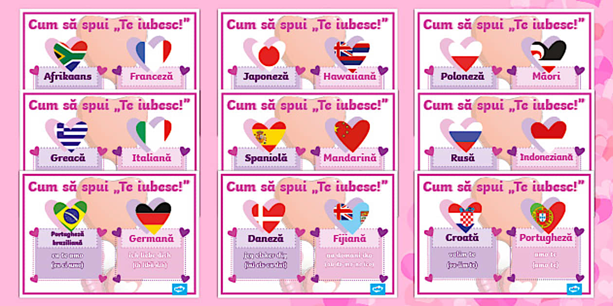 Cum să spui „Te iubesc!” în diferite limbi – Planșe