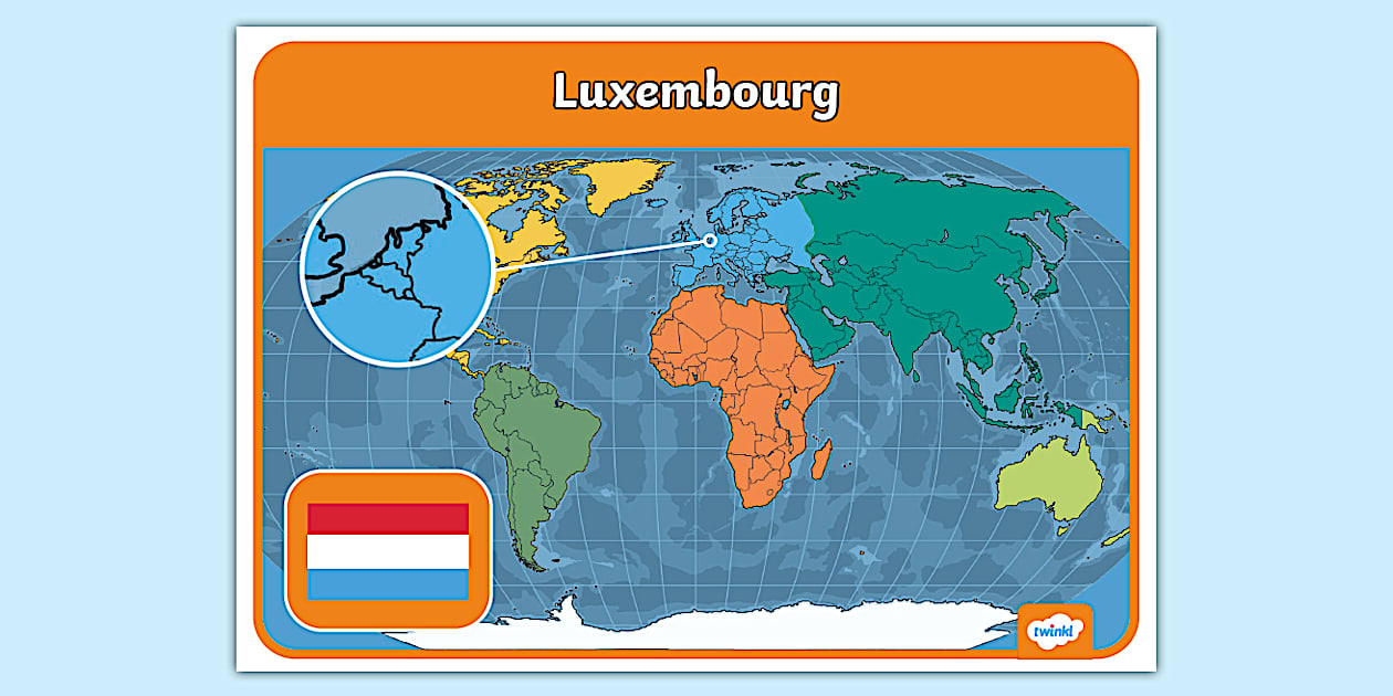 Luxembourg on World Map Display Poster (teacher made)