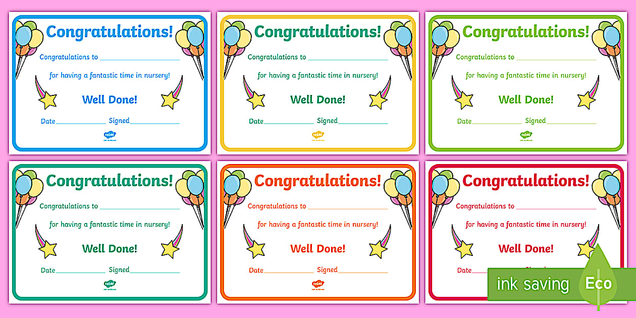 Editable Leaving Nursery Certificate (teacher made) - Twinkl