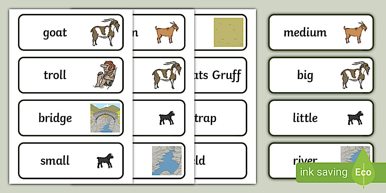The Three Billy Goats Gruff Word Cards - Twinkl
