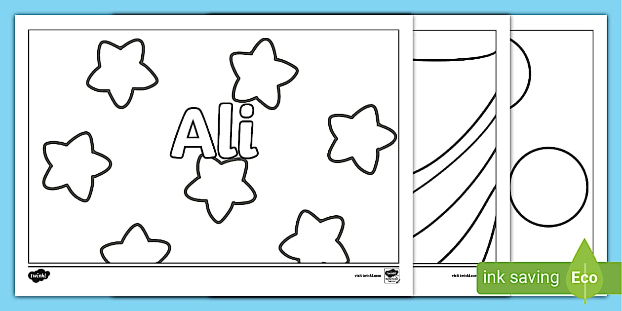 Ali Name Simple Colouring Activity Sheet | Twinkl | KS1