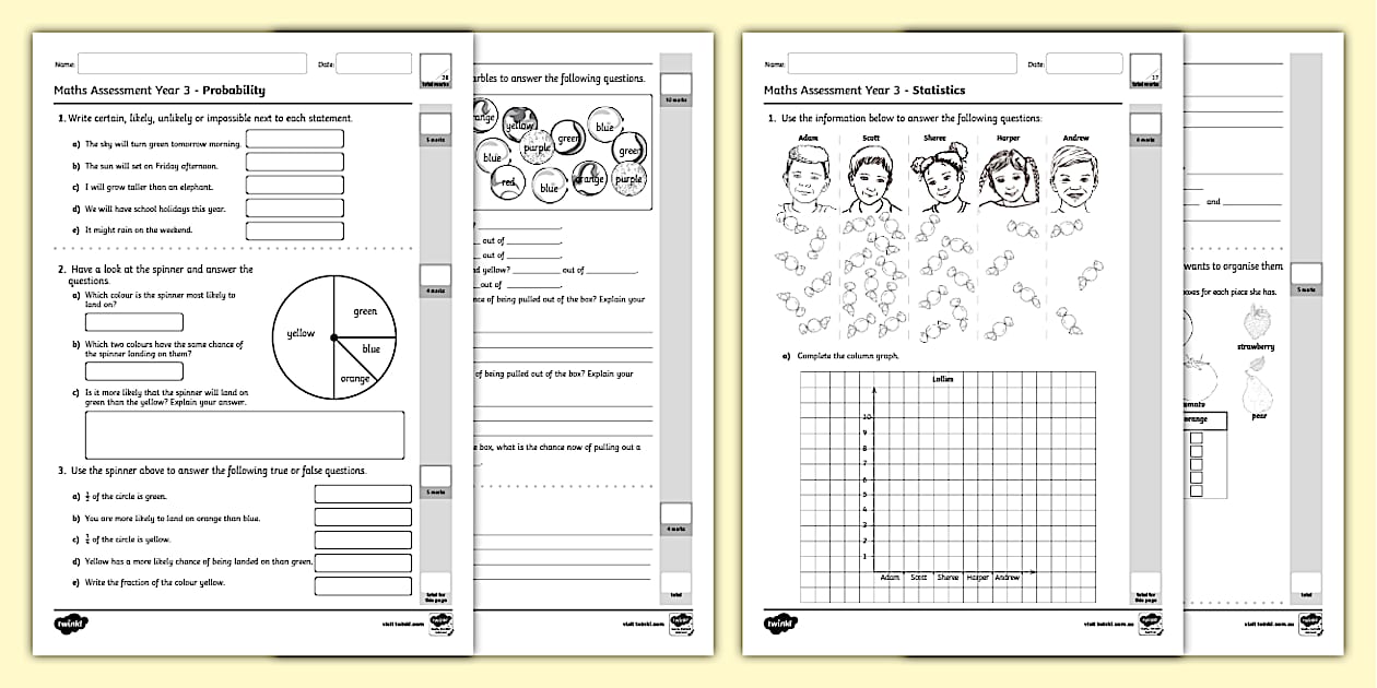 Year Three Statistics and Probability Assessment - Twinkl