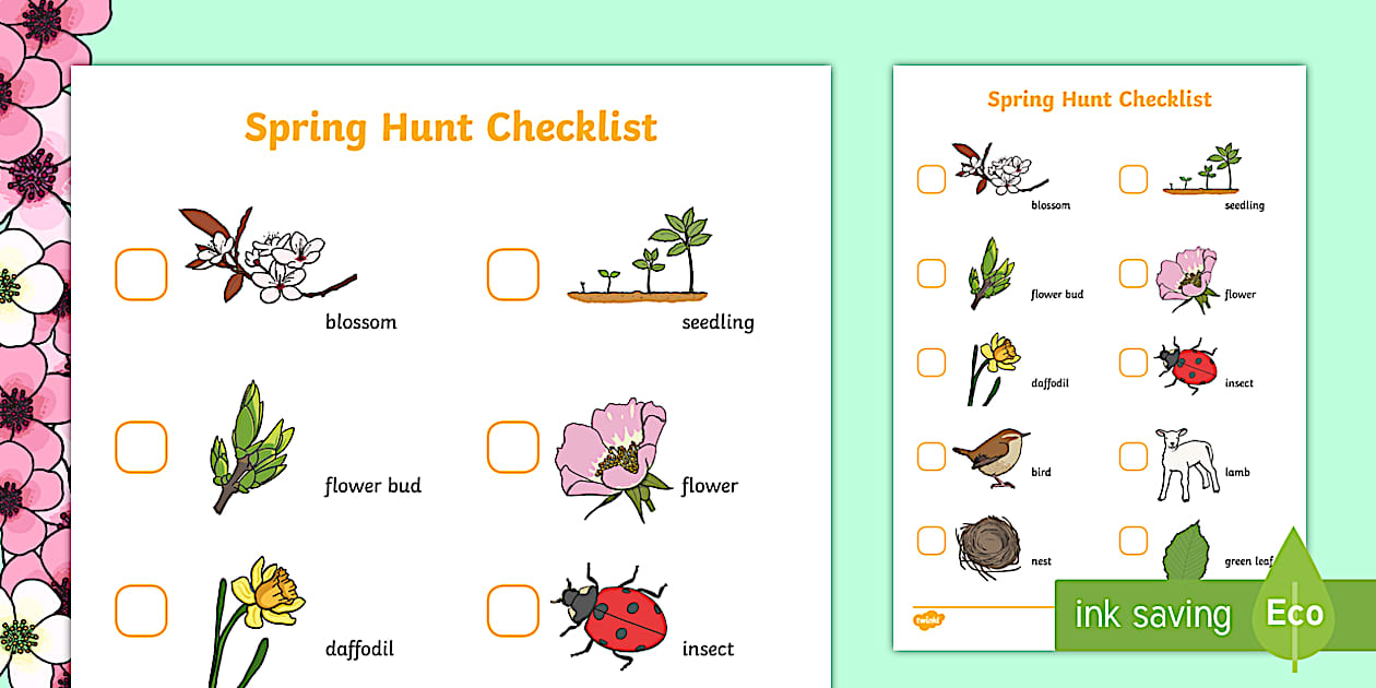 Spring Aistear Hunt Checklist (teacher made) - Twinkl