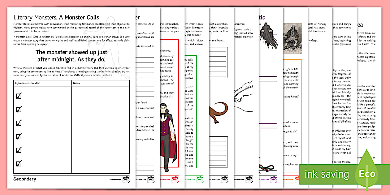 Literary Monsters: Bumper Activity Pack (teacher made)