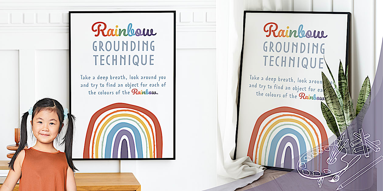 Rainbow Grounding Technique Calm Corner Mindfulness Poster