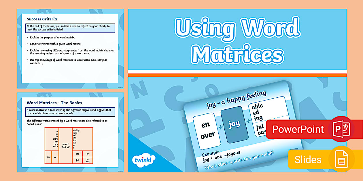 Sixth Grade Using Word Matrices PowerPoint & Google Slides